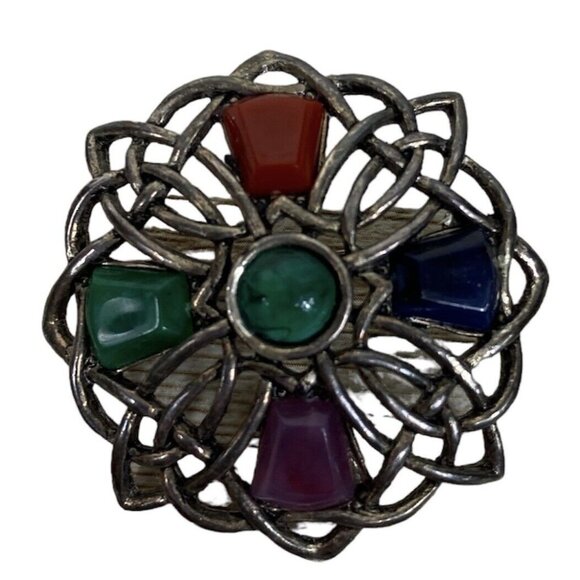 Solo'or | Jewelry | Vtg Celtic Knot Lucite Green Red Cab Purple ...